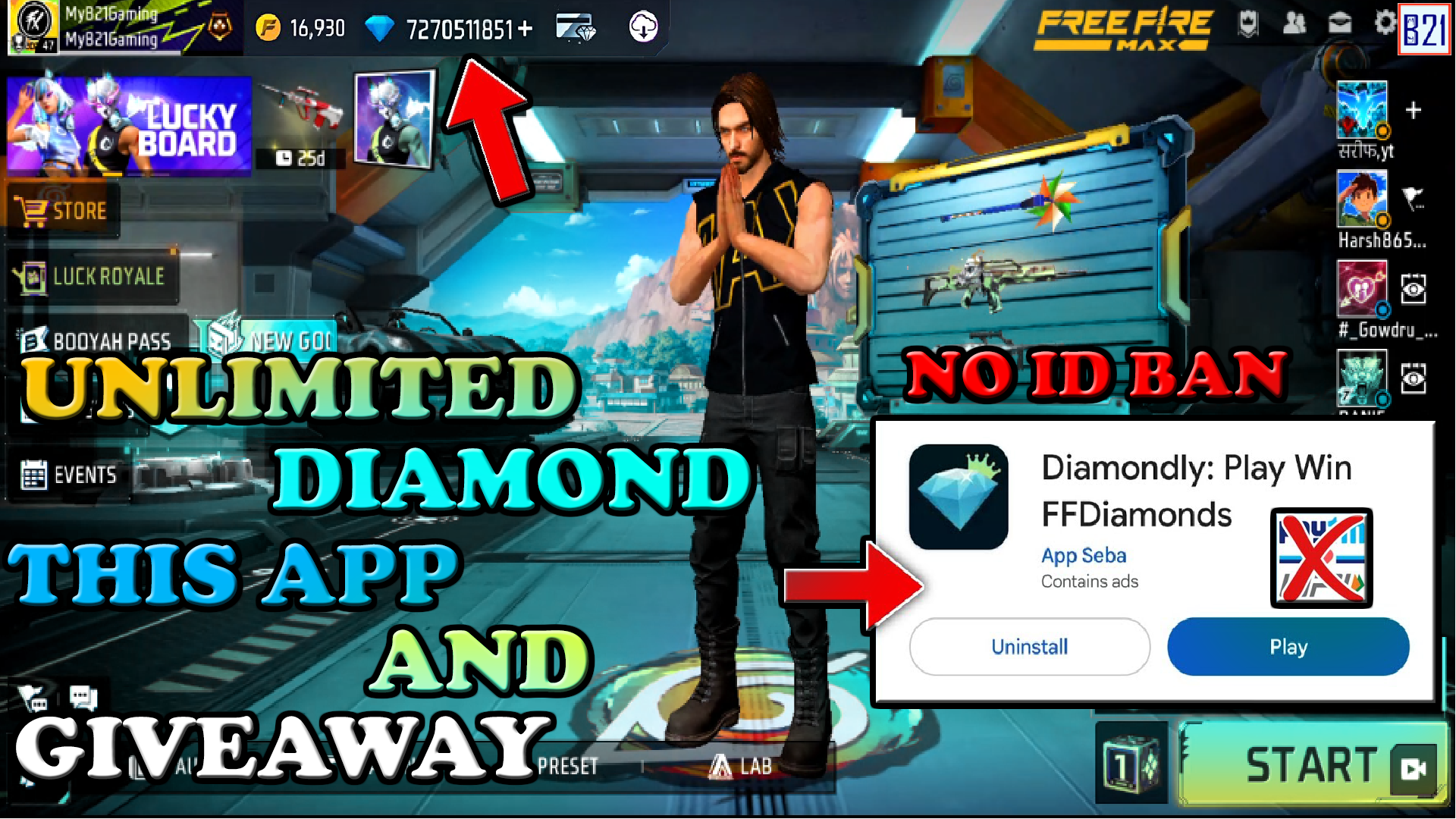 FREE FIRE DIAMOND GIVEWAY HOW TO EARN DIAMOND FOR FREE - My B21