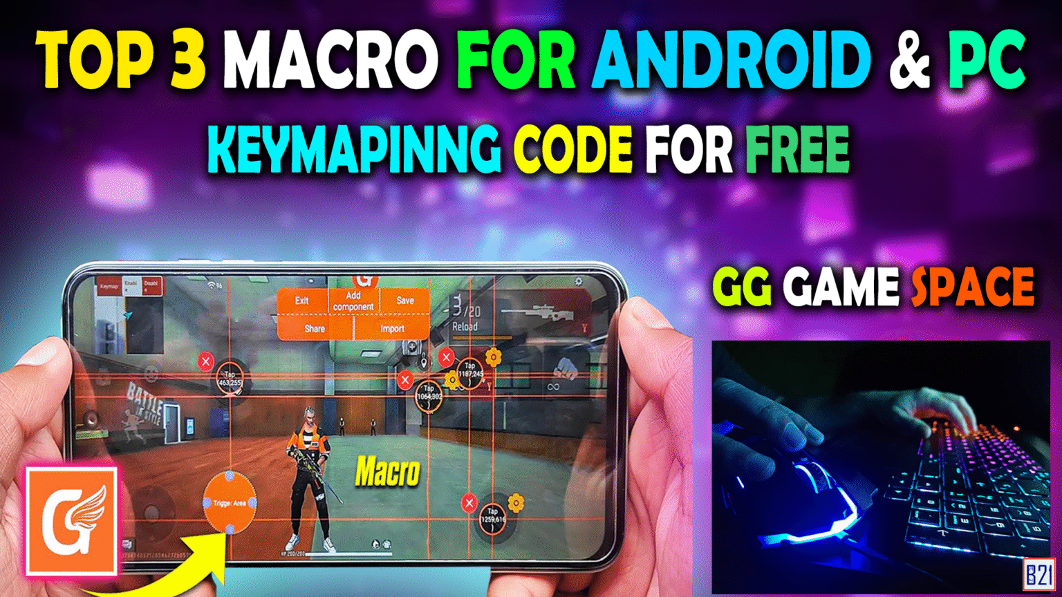 FREE FIRE MACRO (AWM) IN GG GAME SPACE MOBILE & PC - MY B21 GAMING - My B21